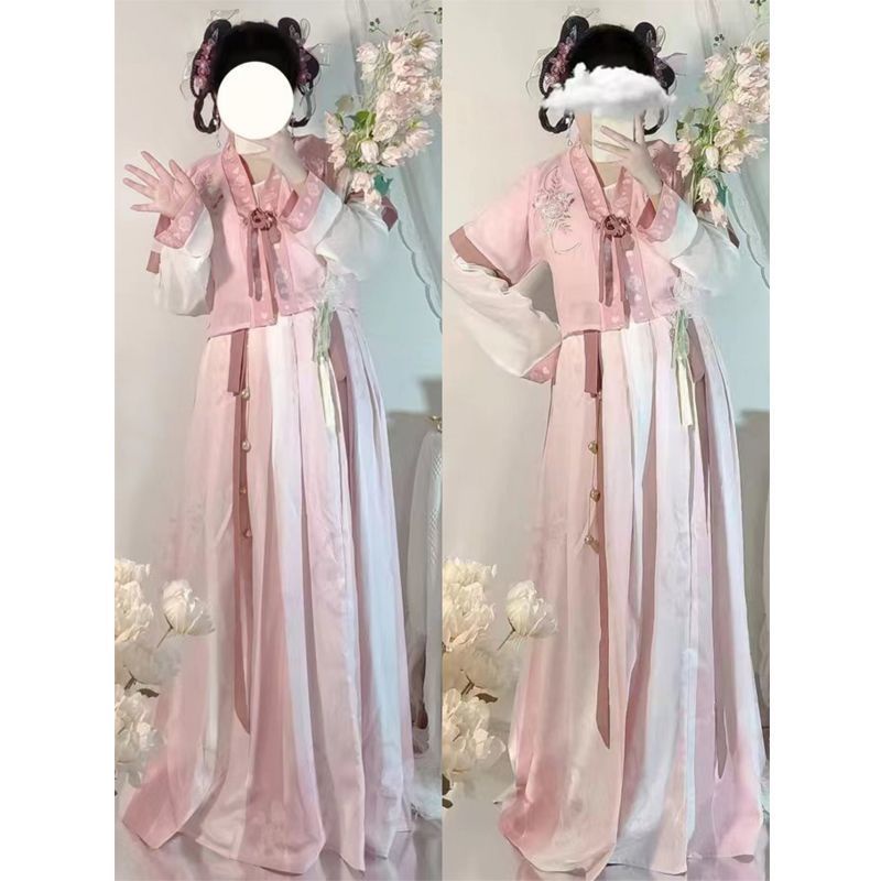 Fairy l Hanfu Women's Ancient Style Tang Suit Shirt Top Long Pleated ...