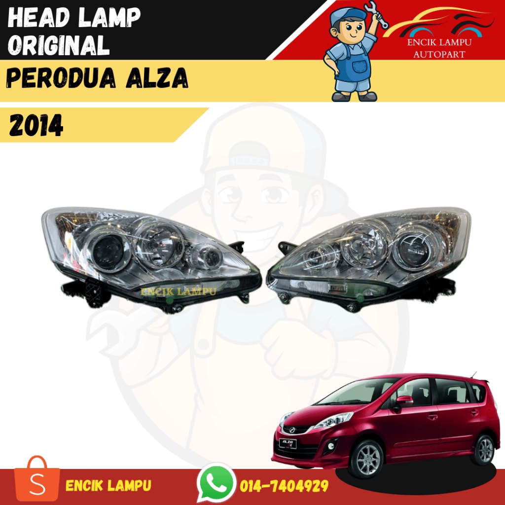 Original Perodua Alza 2014 Head Lamp Headlight Lampu Depan Besar 100% ...