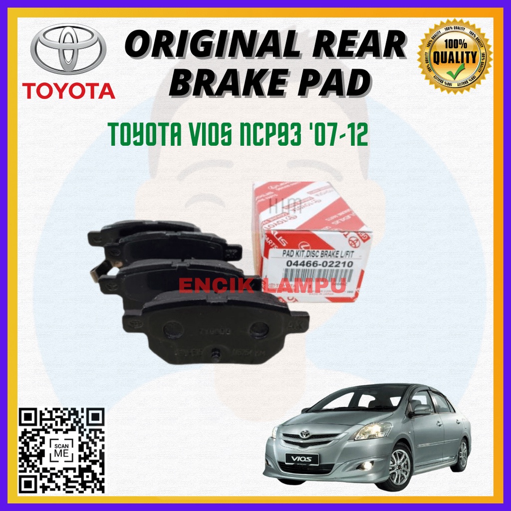 ORIGINAL TOYOTA VIOS NCP93 DUGONG BRAKE PAD REAR BELAKANG G SPEC 100% ...