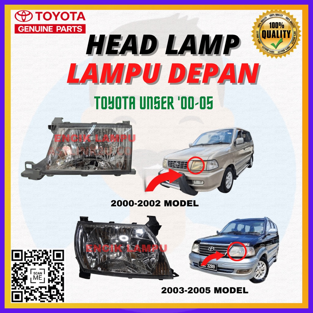 TOYOTA UNSER 2000 2003 HEAD LAMP LAMPU FRONT BIG LIGHT DEPAN BESAR 100% ...