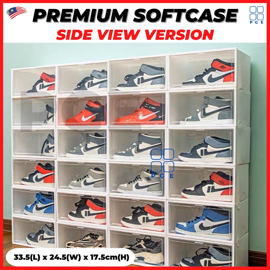 【Side View】Large Stackable Interlock Side Open Shoe Box Storage Box ...