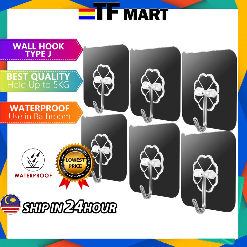 TFMART Magic Hook Wall Hook No Punch Strong Adhesive Hook Screw Sticker ...