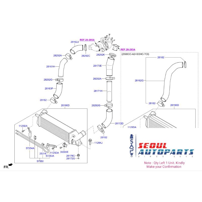 INTERCOOLER HOSE Assy = Starex A2 (2012-2021) #281604A701 #281714A700 ...