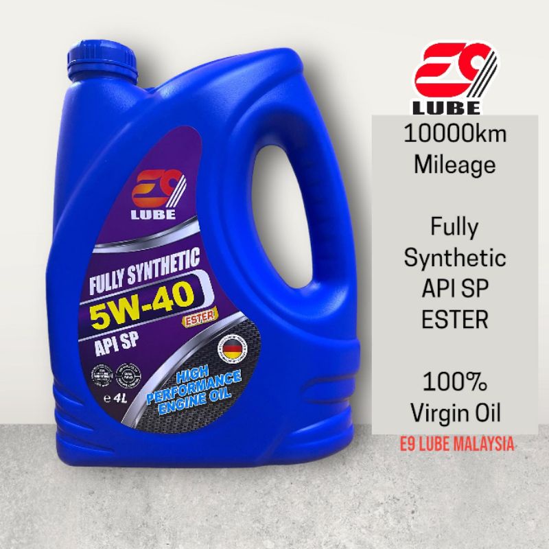 E9 5W-40 Fully Synthetic Engine Oil 4L API SP (100% GENUINE OIL) Proton ...
