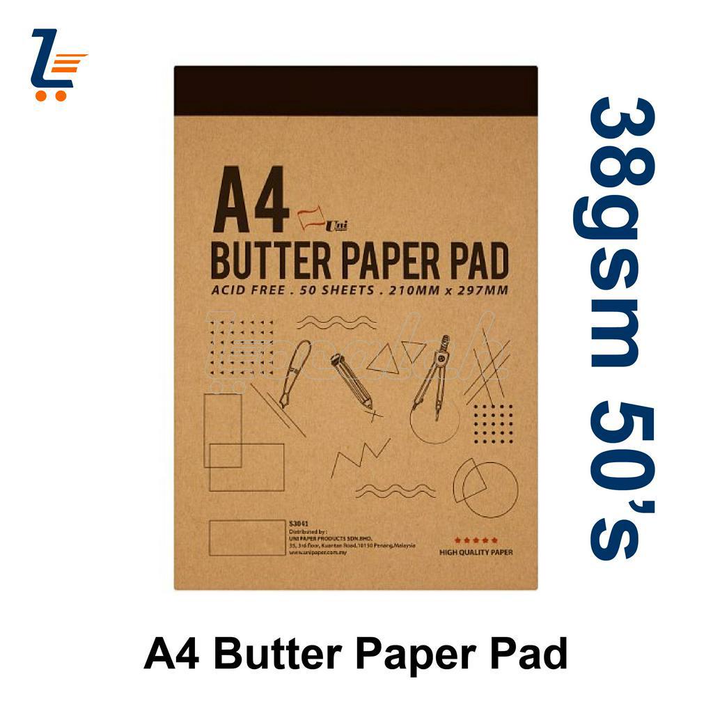 A4 38gsm 50's Butter Paper pad (Uni S3041) | Shopee Malaysia