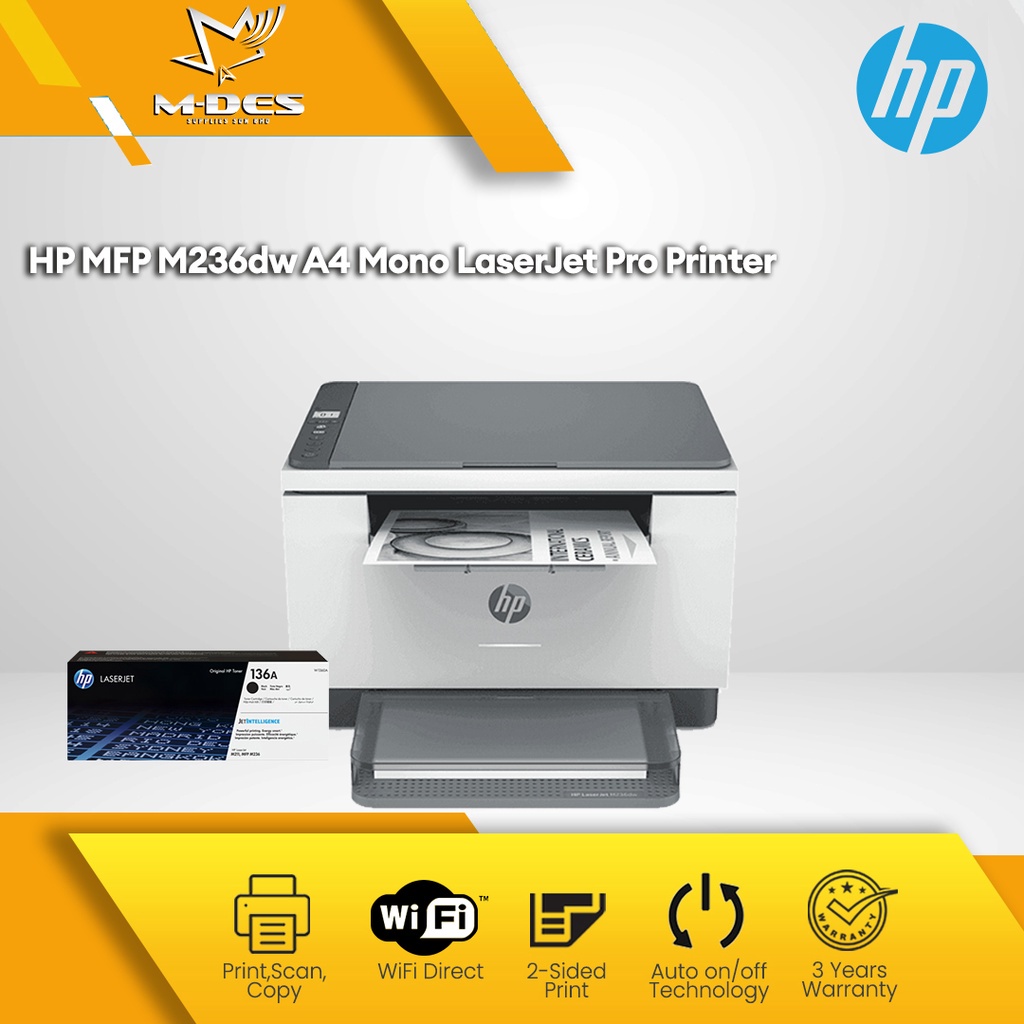 HP MFP M236dw M236sdw All In One Wireless Mono Laser Printer / Print ...