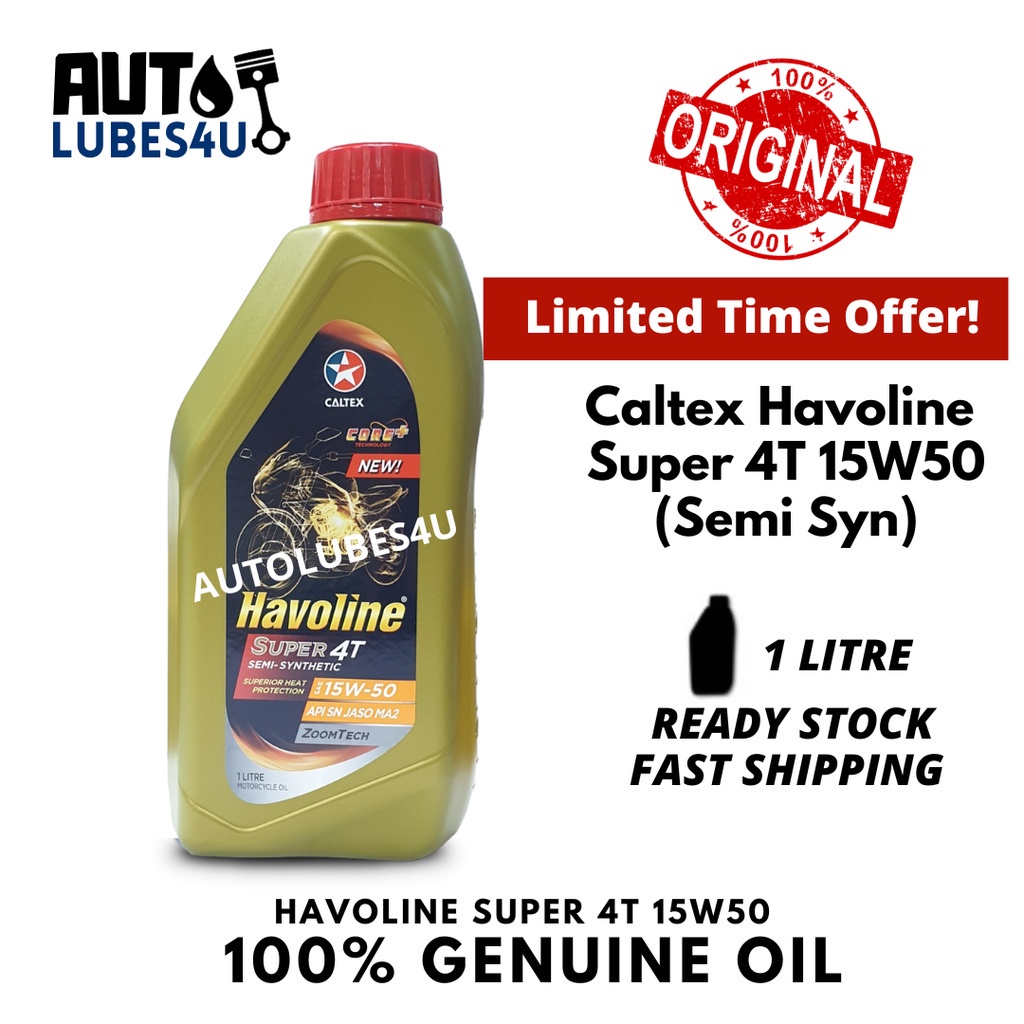 Caltex Havoline Super 4T 15W50 Semi Synthetic 1L - Caltex Motorcycle ...