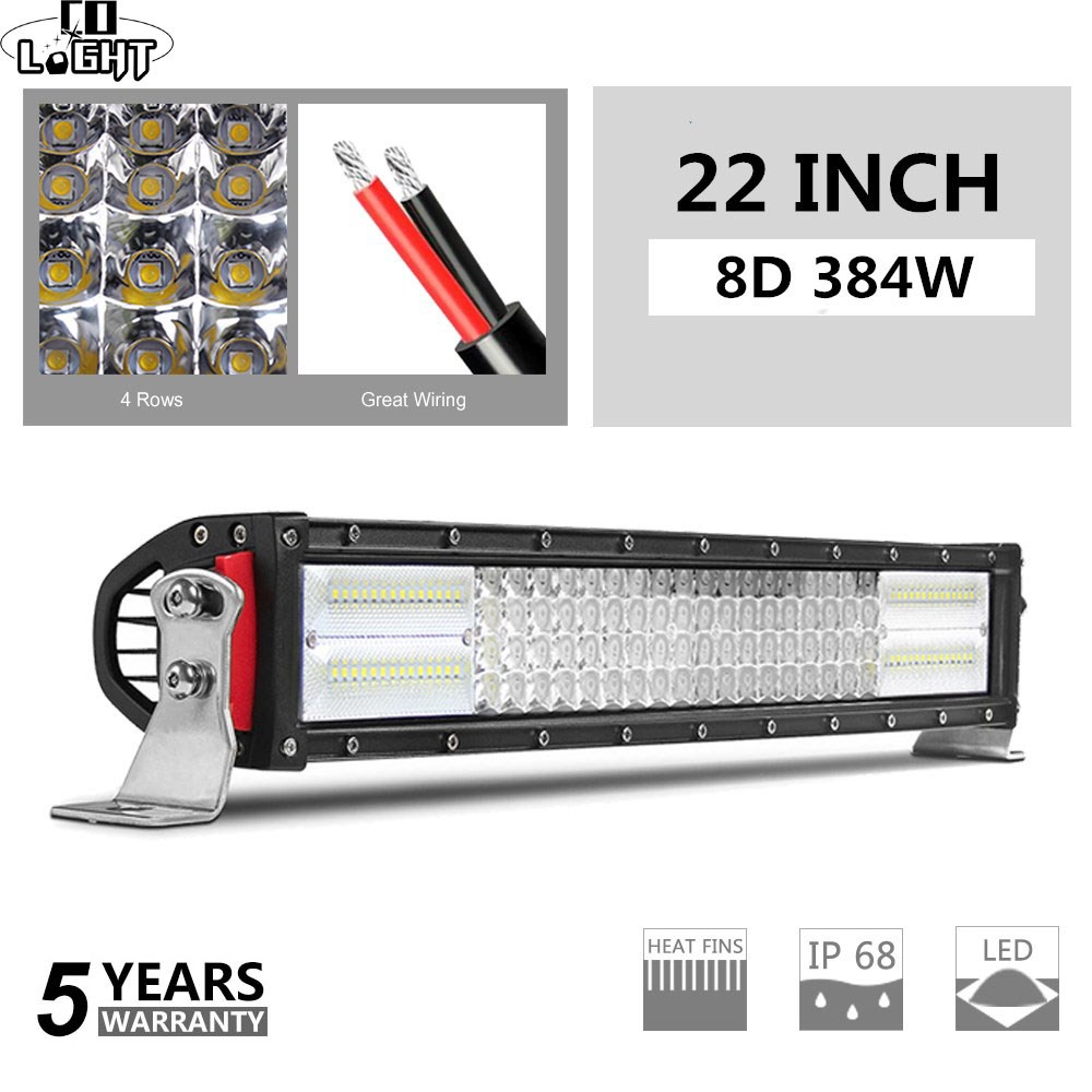 CO LIGHT 22inch 8D Led Bar Offroad 384W 4-Rows Combo Light Bar for Boat ...