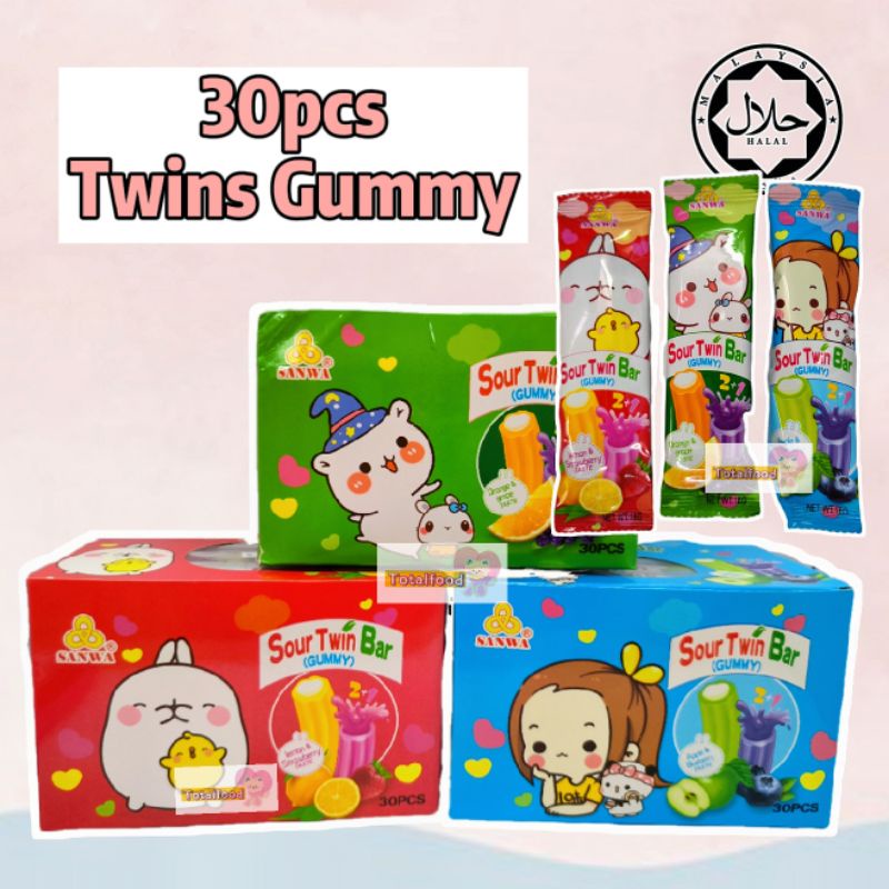 Sanwa Sour Twins Bar Gummy double batang kali 30pcs | Shopee Malaysia