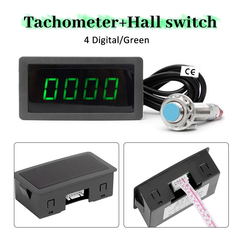 4-Digit RPMTachometer Proximity LED Green Tachometer Gauge RPM Speed ...