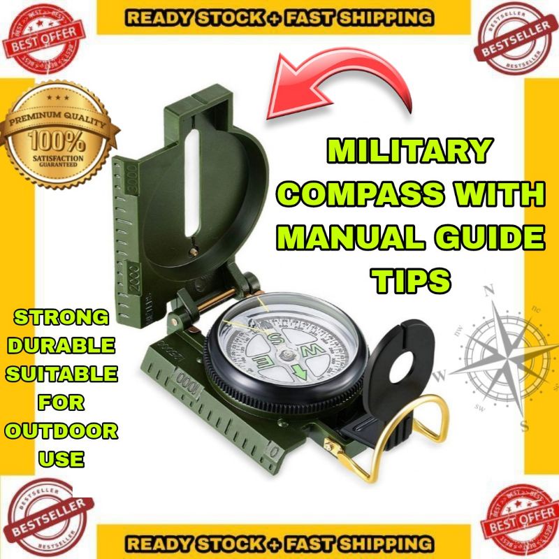 𝗖𝗢𝗠𝗣𝗔𝗦𝗦 𝗠𝗜𝗟𝗜𝗧𝗔𝗥𝗬 OUTDOOR COMPASS ARMY GREEN KOMPAS ARAH KIBLAT WISEL ...