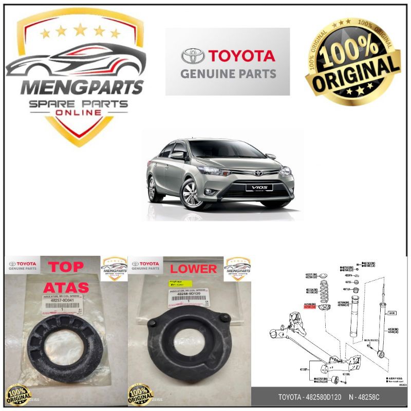 ORIGINAL 💯% TOYOTA VIOS NCP150 ,NSP151 REAR COIL SPRING RUBBER PAD TOP ...