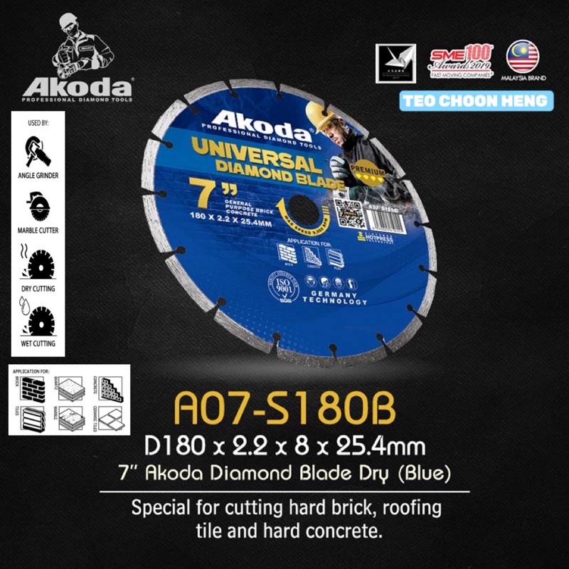 AKODA 7" BLUE DIAMOND CUTTING BLADE (Blue) | Shopee Malaysia