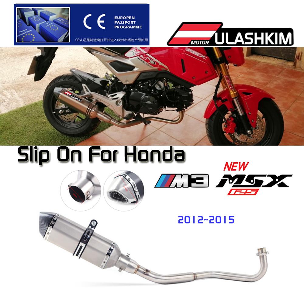 Exhaust Slip On For HONDA GROM M3 MSX 125 MSX125 2012 2013 2014 2015 ...