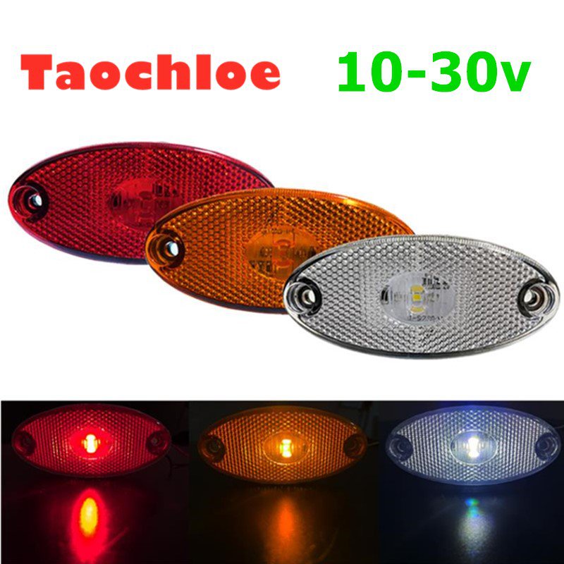 2pcs Amber White Red Side Oval Led Marker Light 24V Trailer Caravan ...