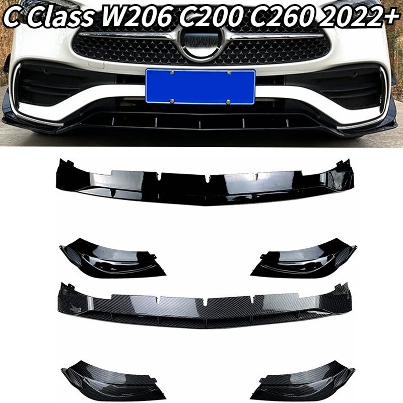 For Mercedes Benz C Class W206 C200 C260 2022 For AMG Front Bumper Splitter Lip Spoiler Diffuser ...
