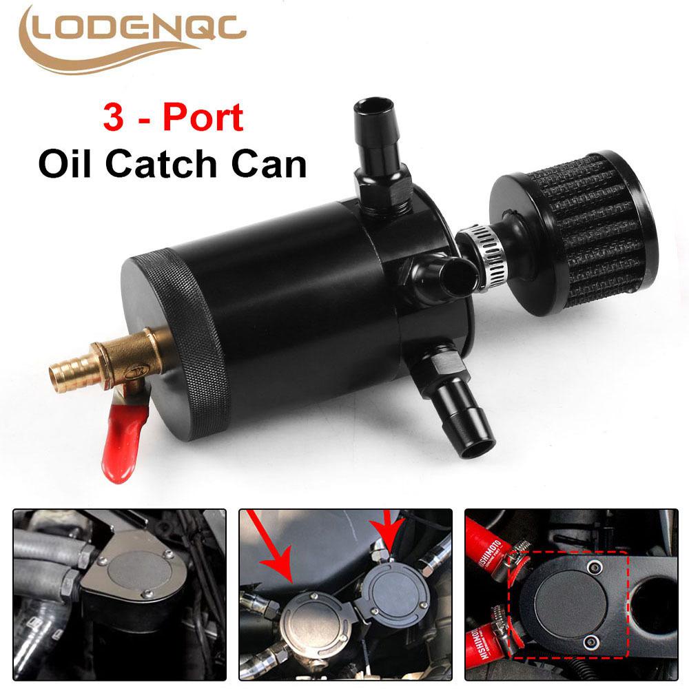 Universal 3-port Oil Catch Can Tank With Breather Filter Drain Valve ...