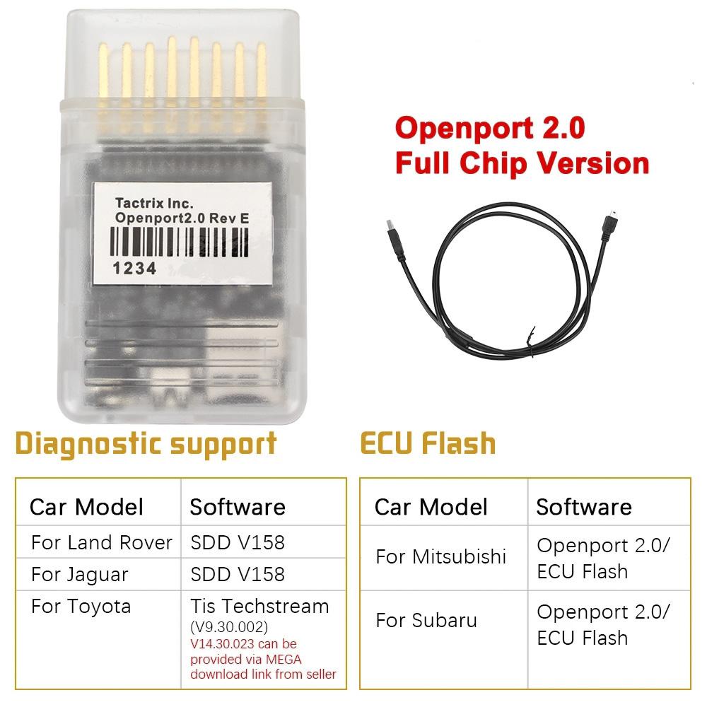 ECU FLASH OBD2 OBDII Connector Car Diagnostic Tool Tactrix Openport 2.0 ...