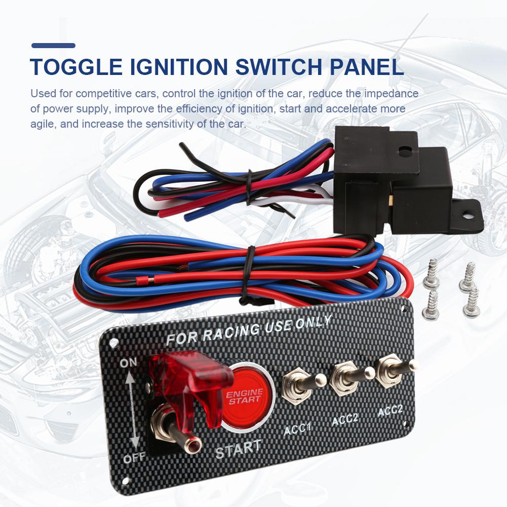 LED Toggle Ignition Switch Panel Engine Start Push Button Set Car ...