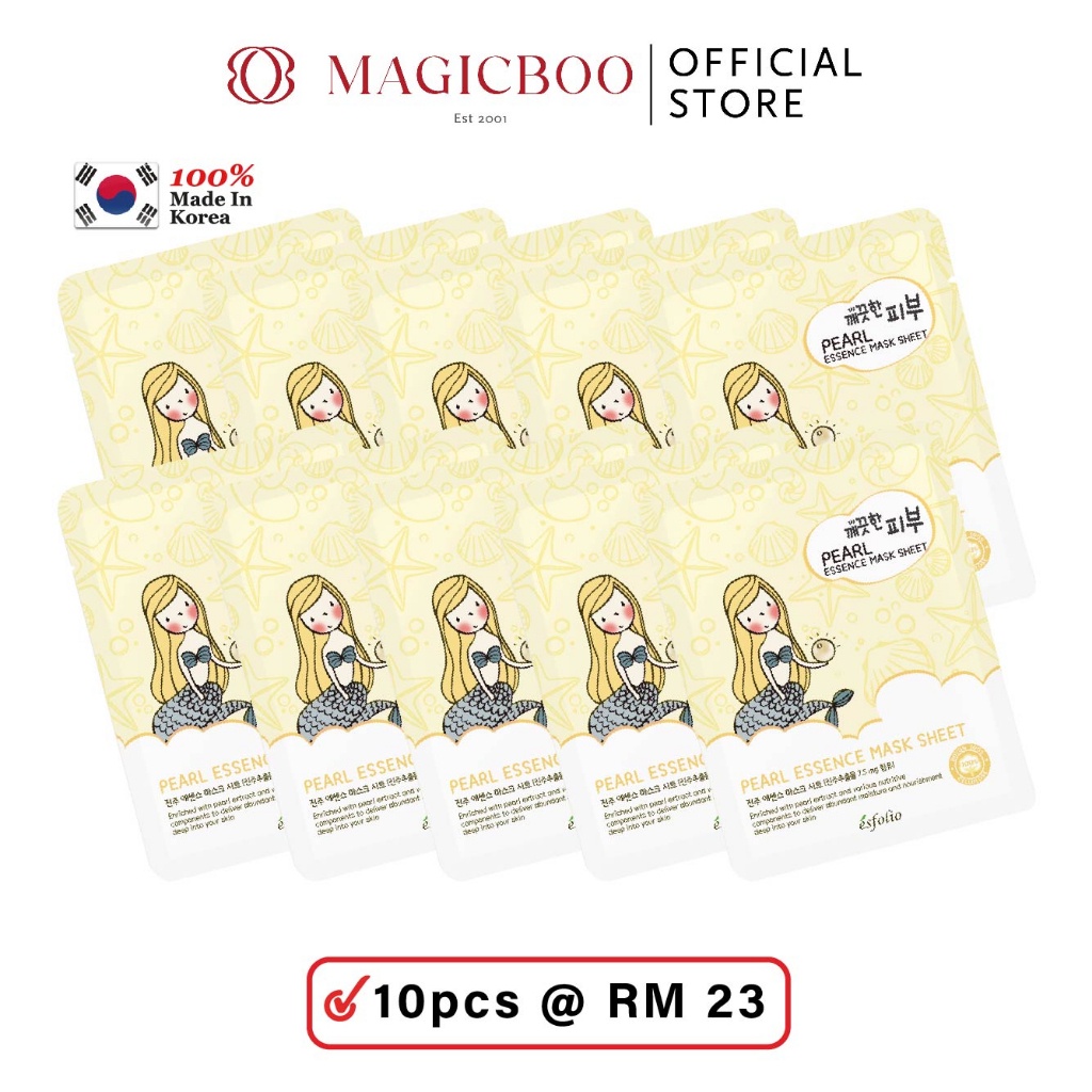 Magicboo Esfolio Pure Skin Pearl Essence Sheet Mask [Buy 10 at RM 23 ...