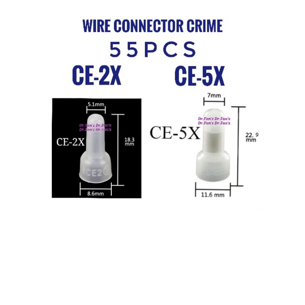 55pcs CE2X CE5X Closed-End Wire Connectors Crimp Terminals Cap | Shopee ...