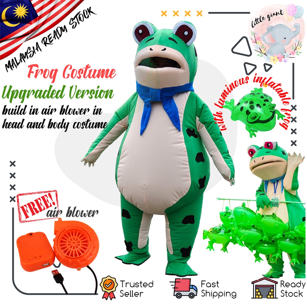 UPGRADED VERSION FROG COSTUME WITH DOUBLE AIR BLOWER WITH LUMINOUS INFLATABLE FROG BALLOONS ...