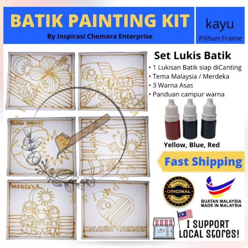 Set Batik Painting tema merdeka frame kayu | Shopee Malaysia