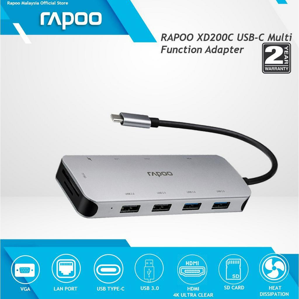 Rapoo XD200C USB-C 3.0 Multi Function Adapter USB Hub 10 in 1 - 2 Years ...