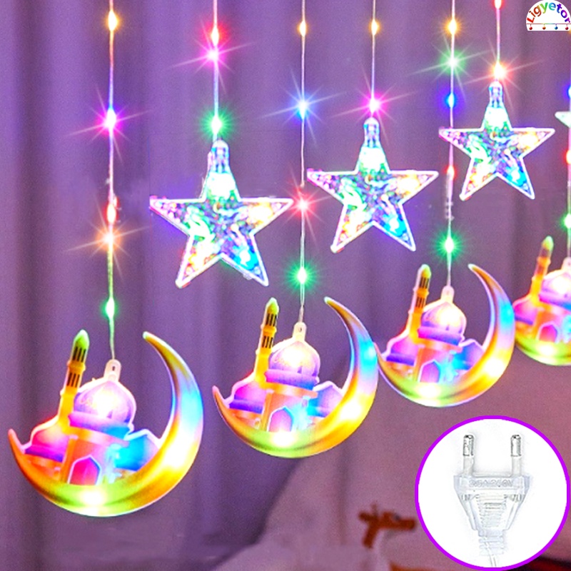 Ligyetor LED Curtain String Lights Sun Moon Lights Castle Colored ...