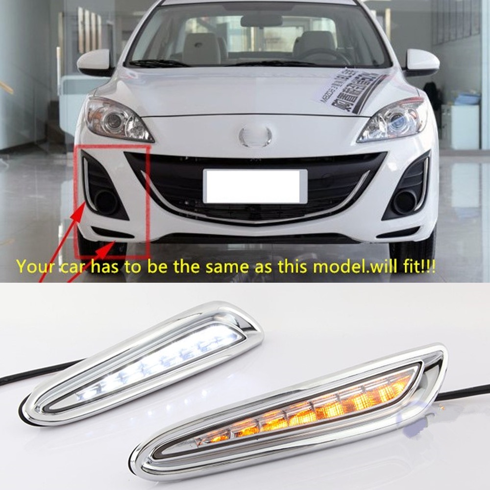 1 Set DRL For Mazda 3 Mazda3 Axela 2010 2011 2012 2013 Daytime Running Lights fog lamp Yellow ...
