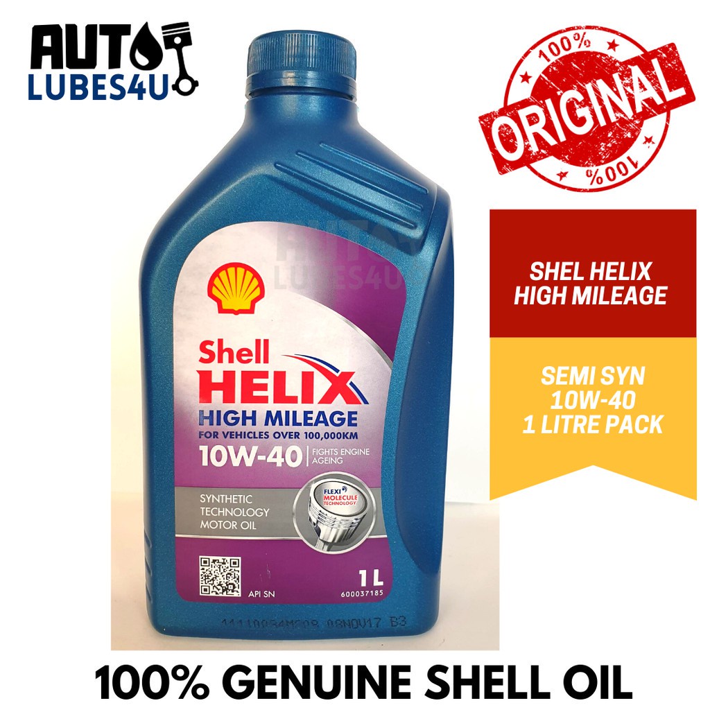Shell Helix High Mileage 10W40 1L Semi Synthetic - Untuk Pasaran ...
