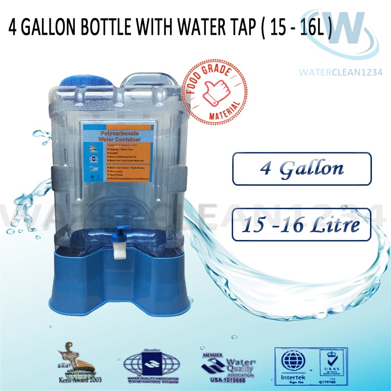 4 GALLON BOTTLE POLYCARBONATE WATER CONTAINER (16LITER), Water Storage ...