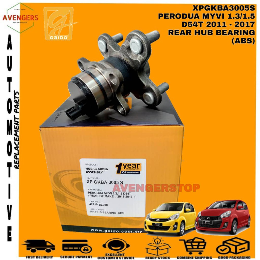 PERODUA MYVI 1.3 1.5 2011-2017 GAIDO REAR HUB WHEEL BEARING 100% ...