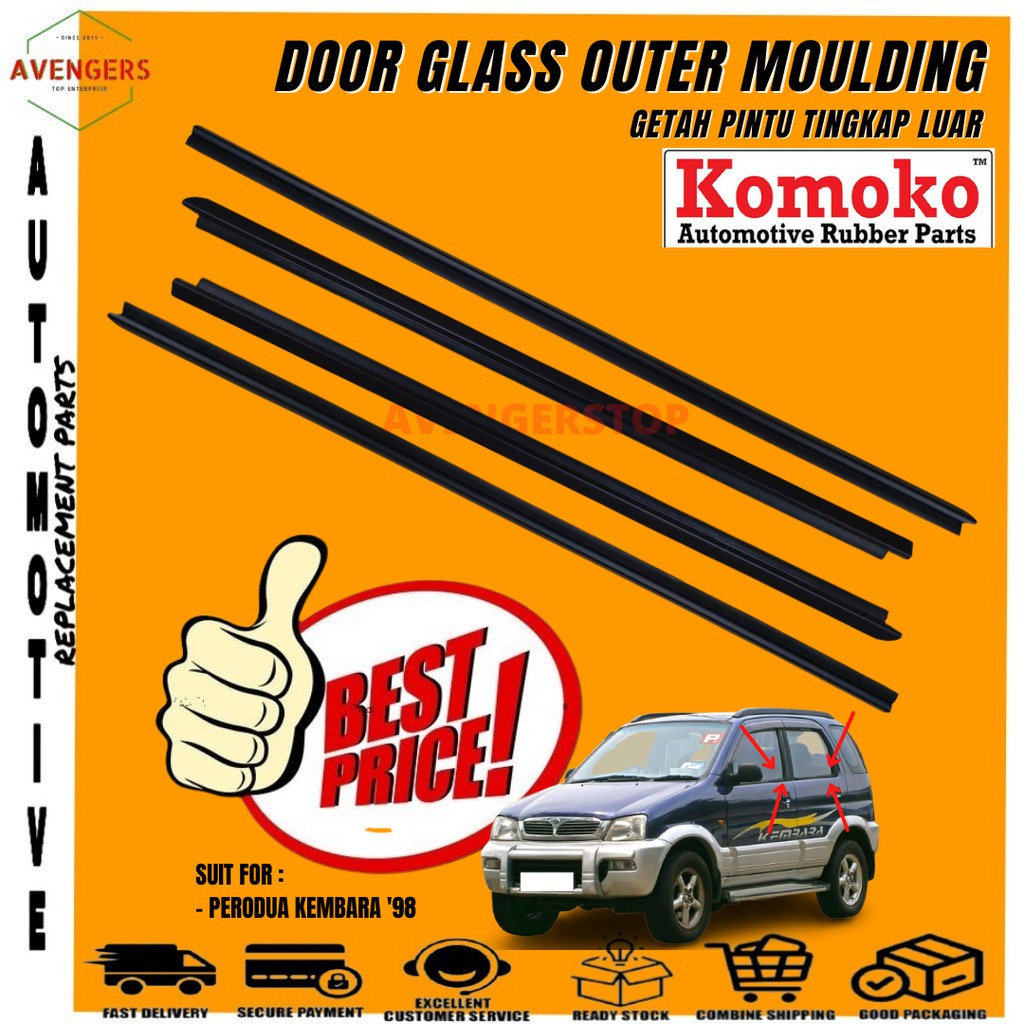 PERODUA KEMBARA 1998 PINTU GETAH DOOR GLASS OUTER MOULDING 100% ...