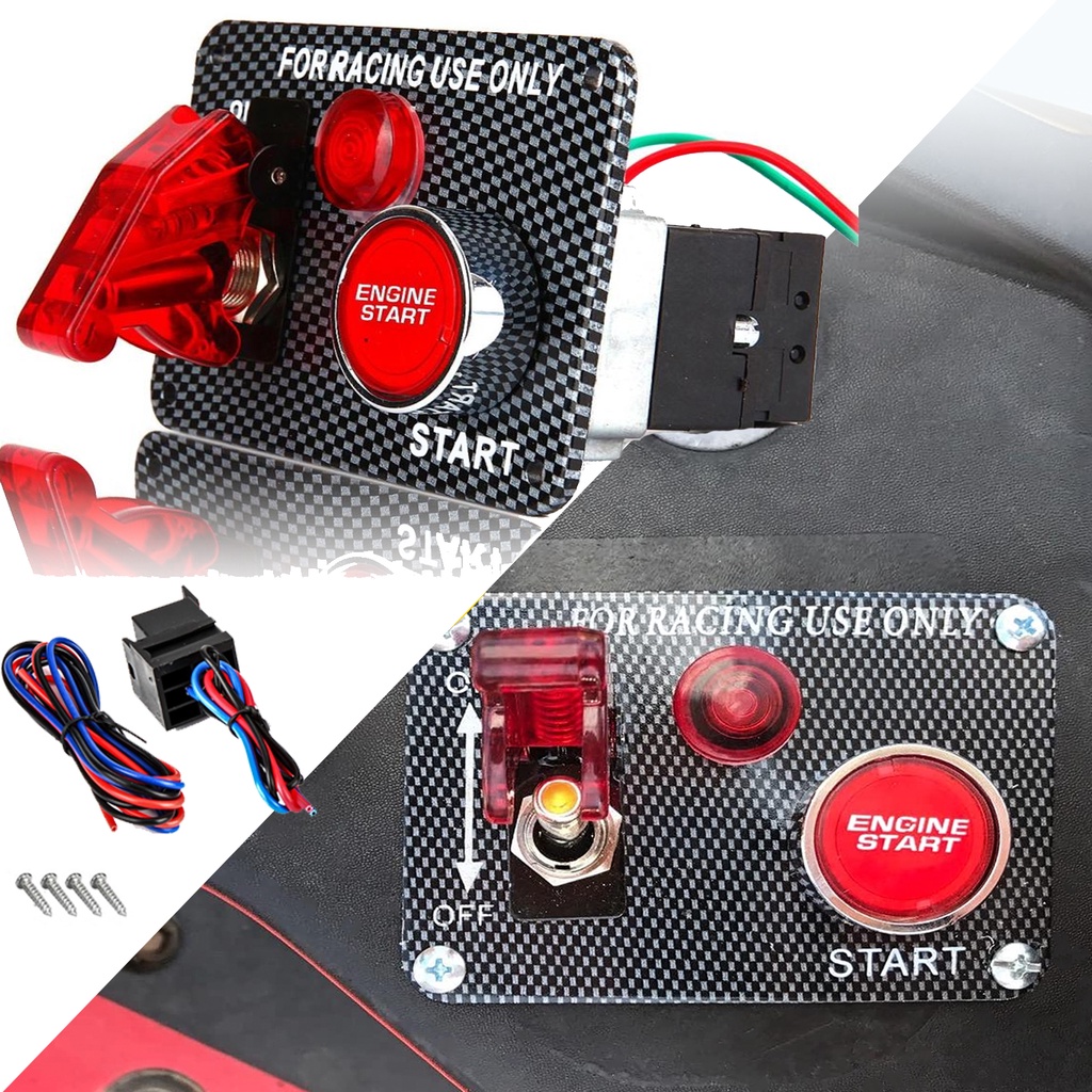 Carbonfiber Racing Car 12V Ignition Switch Panel Engine Start Push ...