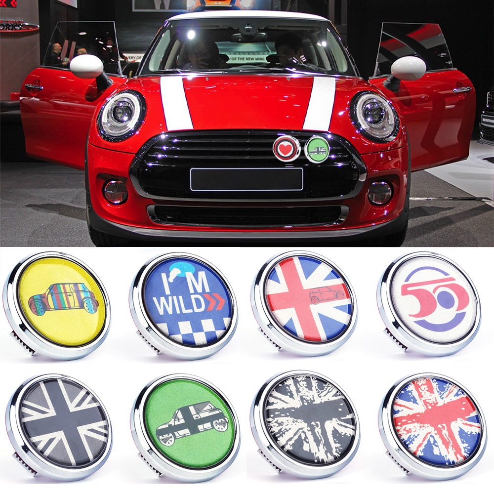 2pcs Car 3D Metal Front Grille Emblem Badge Sticker for Mini Cooper S ...