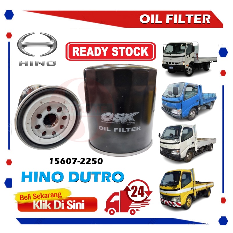S2U Oil Filter Hino Dutro O-2179 15607-2250 Penapis Minyak Hitam Kereta ...