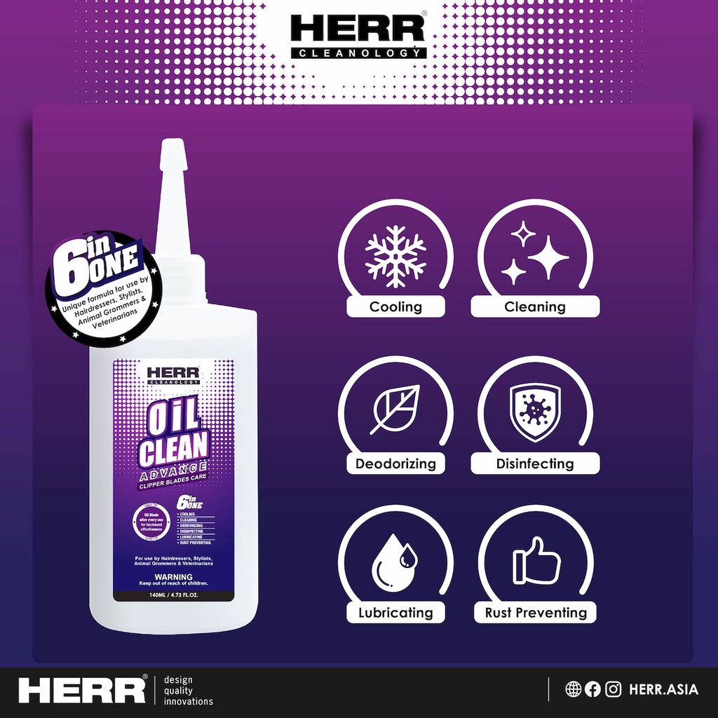 HERR 6 in 1 Oil Clean Advance Clipper Blades Oil - 140ML (JS) | Shopee ...