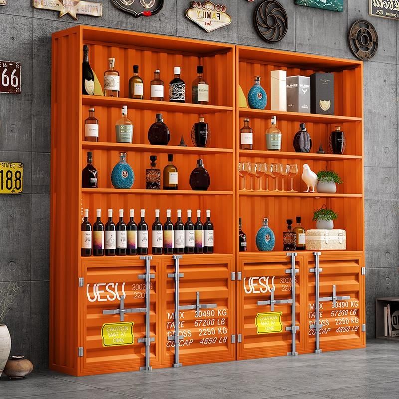 moisture-proof♟♟Industrial Wind Container Display Cabinet Wine Cabinet ...
