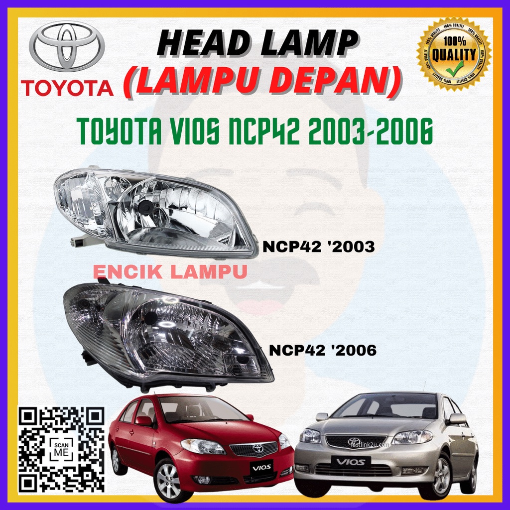 ORIGINAL TOYOTA VIOS 2003 - 2007 HEAD LAMP LAMPU BESAR DEPAN 100% NEW ...
