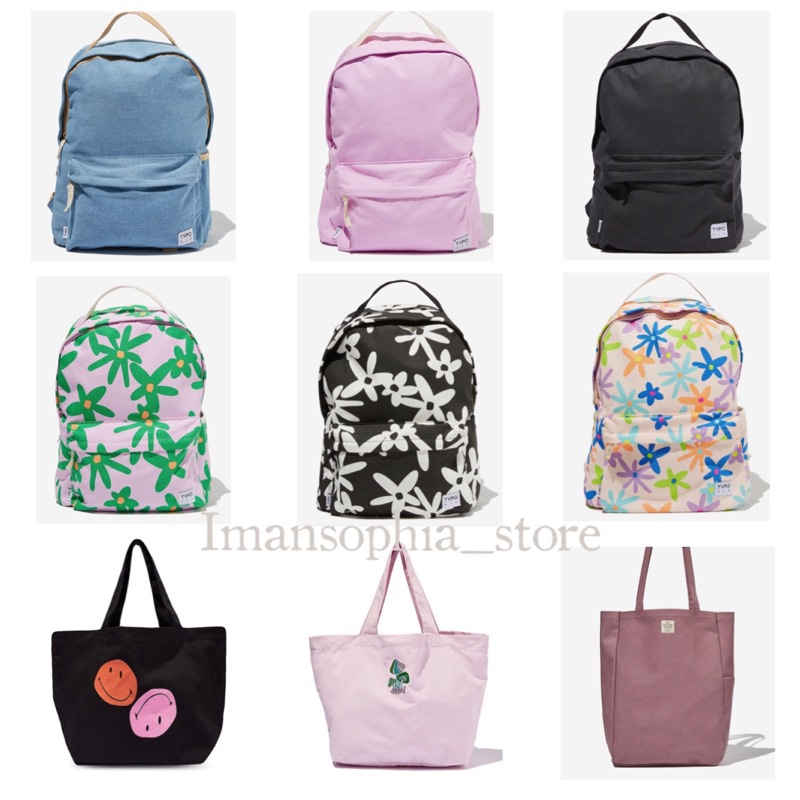 💯Original Cotton On/ Typo Tote Bag / Typo Backpack / Student Bag ...