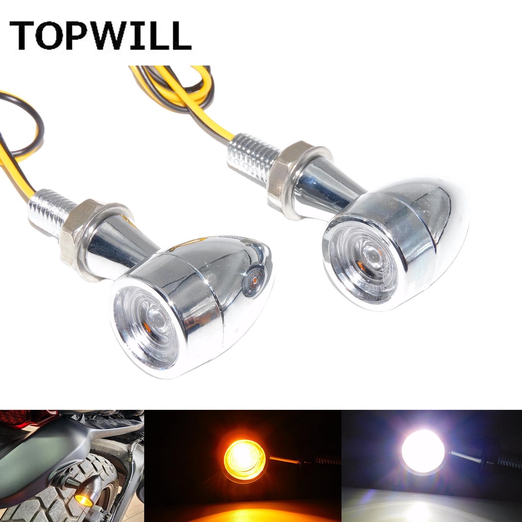 Motorcycle 3 Wires Mini LED Turn Signal Light Bullet Amber White Lamp ...