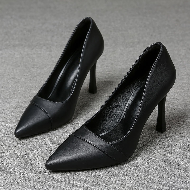 French Black High Heels Women's Stiletto Heels New Classy Professional ...