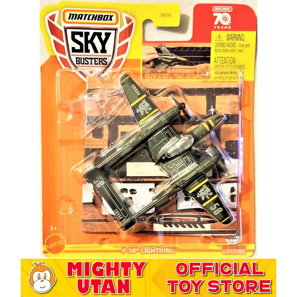 [Original] Matchbox 70 Years Sky Busters P-38 Lightning Toys for Kids ...