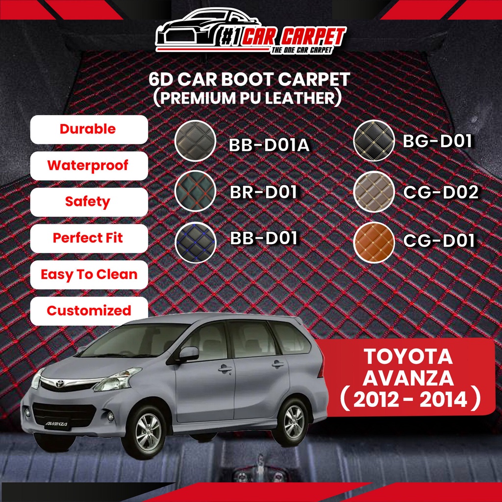 Toyota Avanza ( 2012 - 2014 ) Vip 6D Car Boot Carpet PU Leather Boot ...