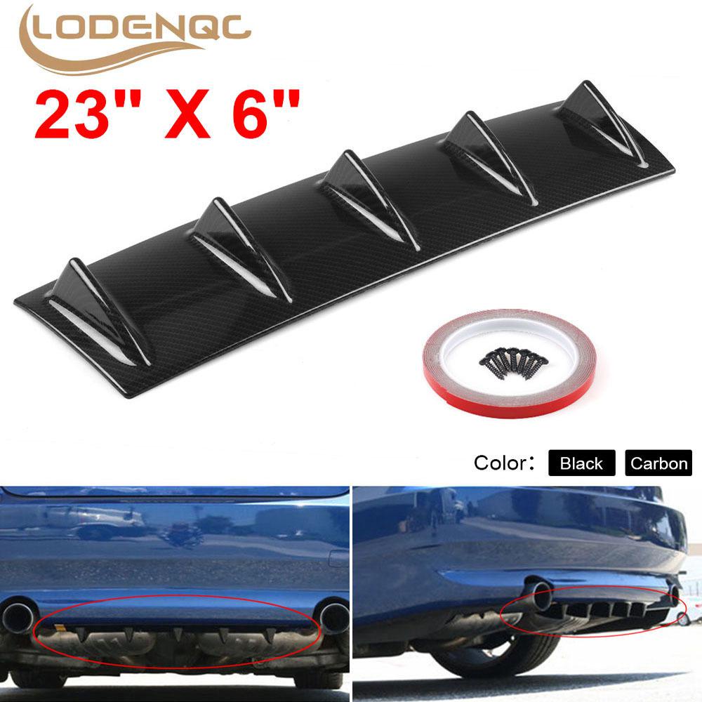 ABS Plastic Universal Black/Carbon Rear Bumper Lip Diffuser Spoiler 5 Fin Car Back Bumper Lip ...