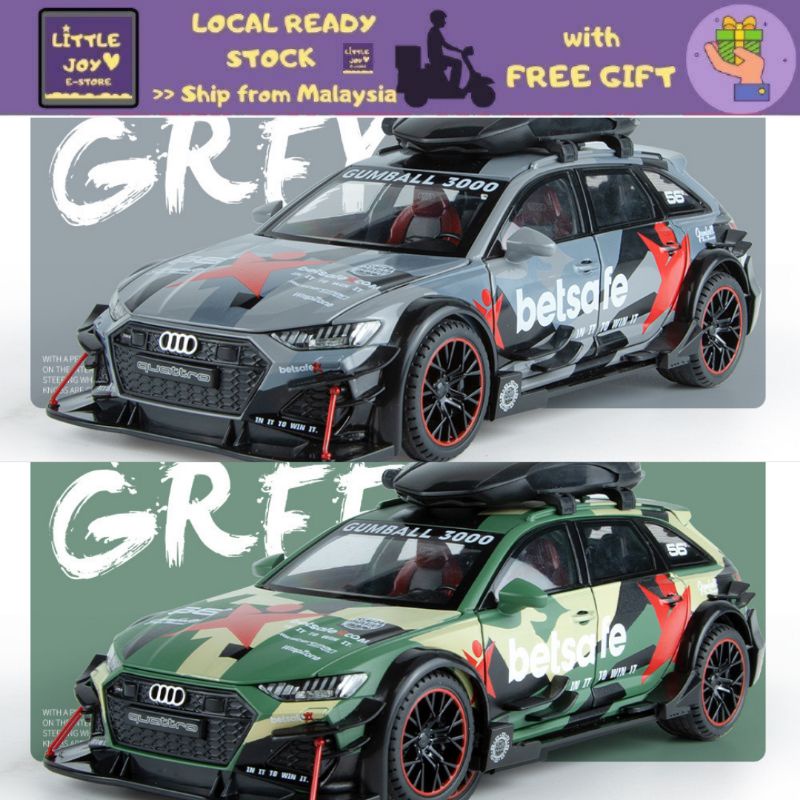 🇲🇾LJS1 Audi RS6 1:24 Camouflage Modified Sports hatchback Alloy Diecast ...