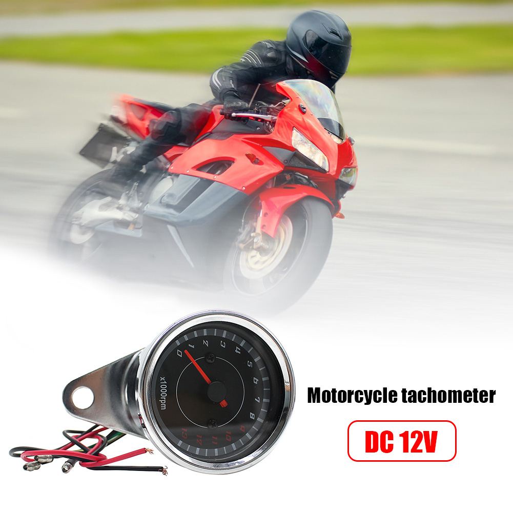 12V Analog Tachometer REV Counter RPM Gauge Motorcycle Pointer ...