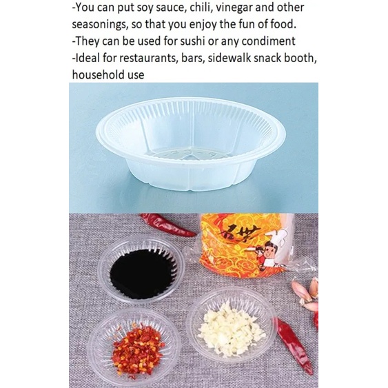 【500pcs±】Chili Plate Disposable Sauce Plate PP Plastic Plate 【White ...