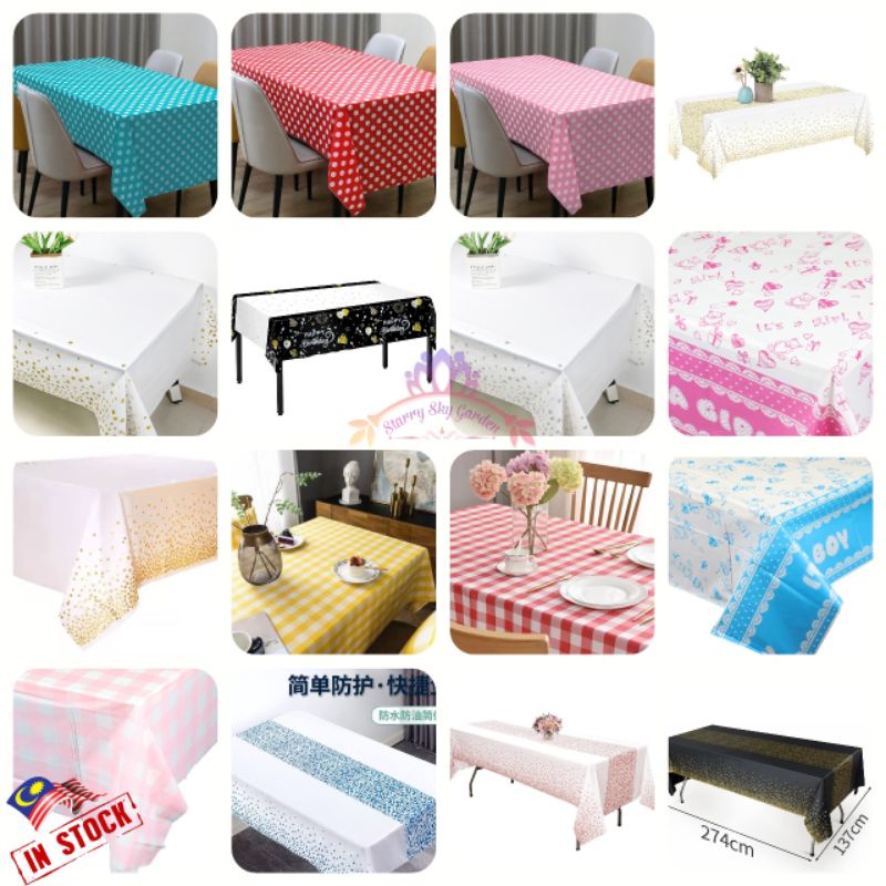One Time Use plastic table cover multicolor water & oil proof Birthday ...